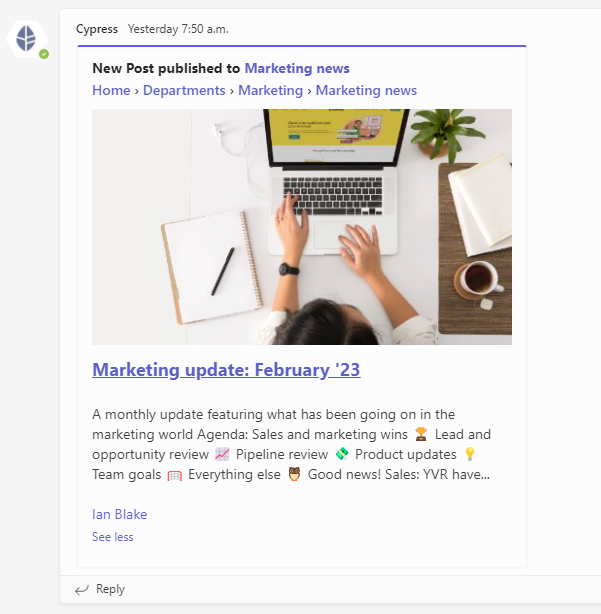 Microsoft Teams integration configuration – ThoughtFarmer Helpdesk