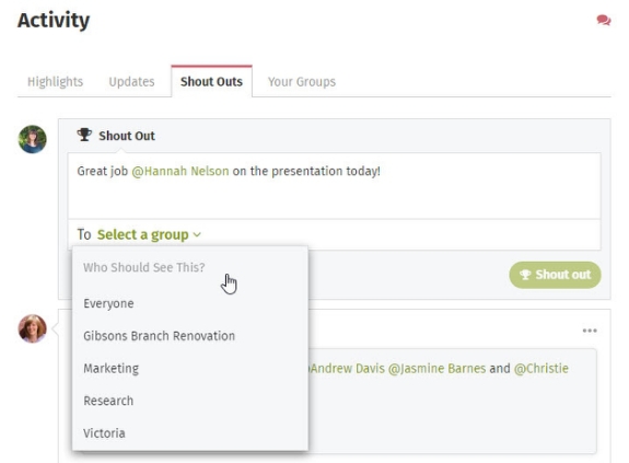 Shout-outs – ThoughtFarmer Helpdesk