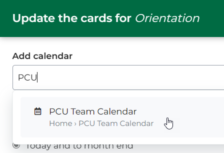 Mini calendar card – ThoughtFarmer Helpdesk
