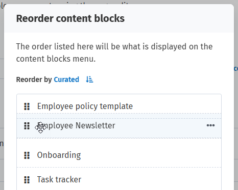 Manage content blocks – ThoughtFarmer Helpdesk